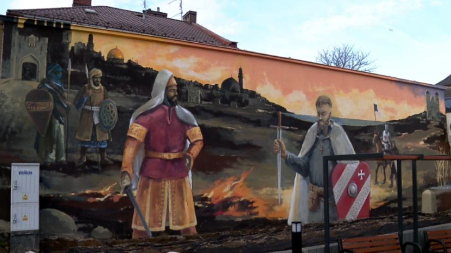Mural zapowiada powstanie centrum templariuszy w Opatowie. Ogłoszono ...